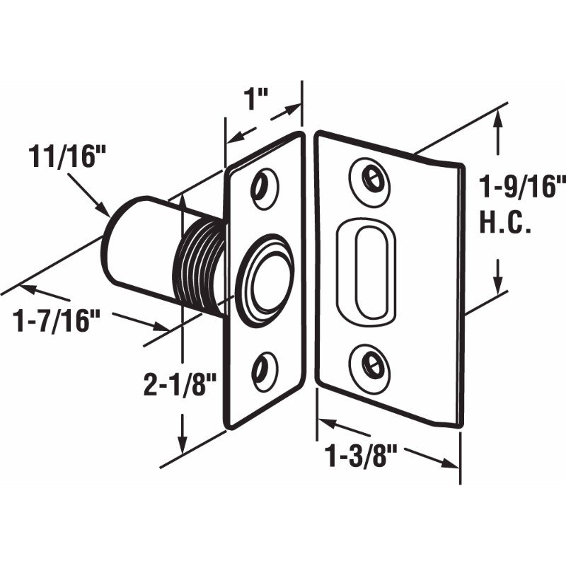 Prime-Line Solid Brass Housing and Plates w/Steel Ball Catch and Inner ...