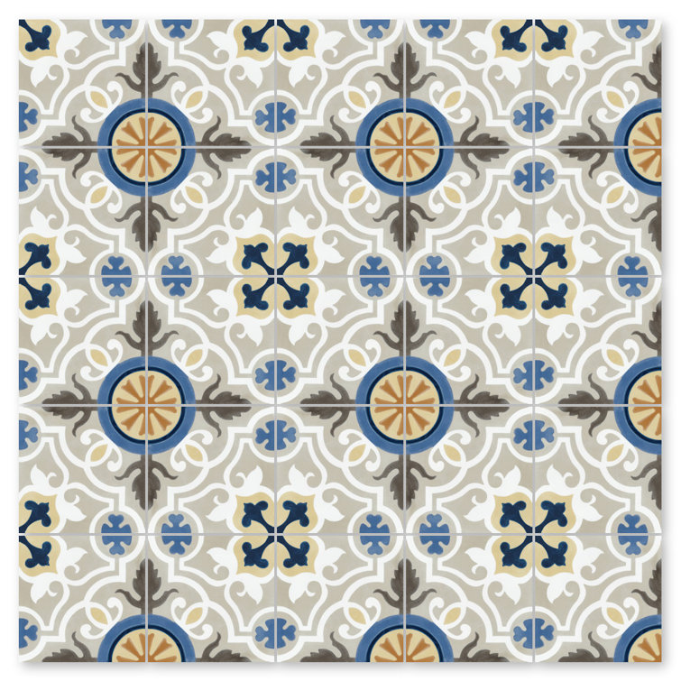 Villa Lagoon Tile 8" x 8" Cement Patterned Wall & Floor Tile | Wayfair