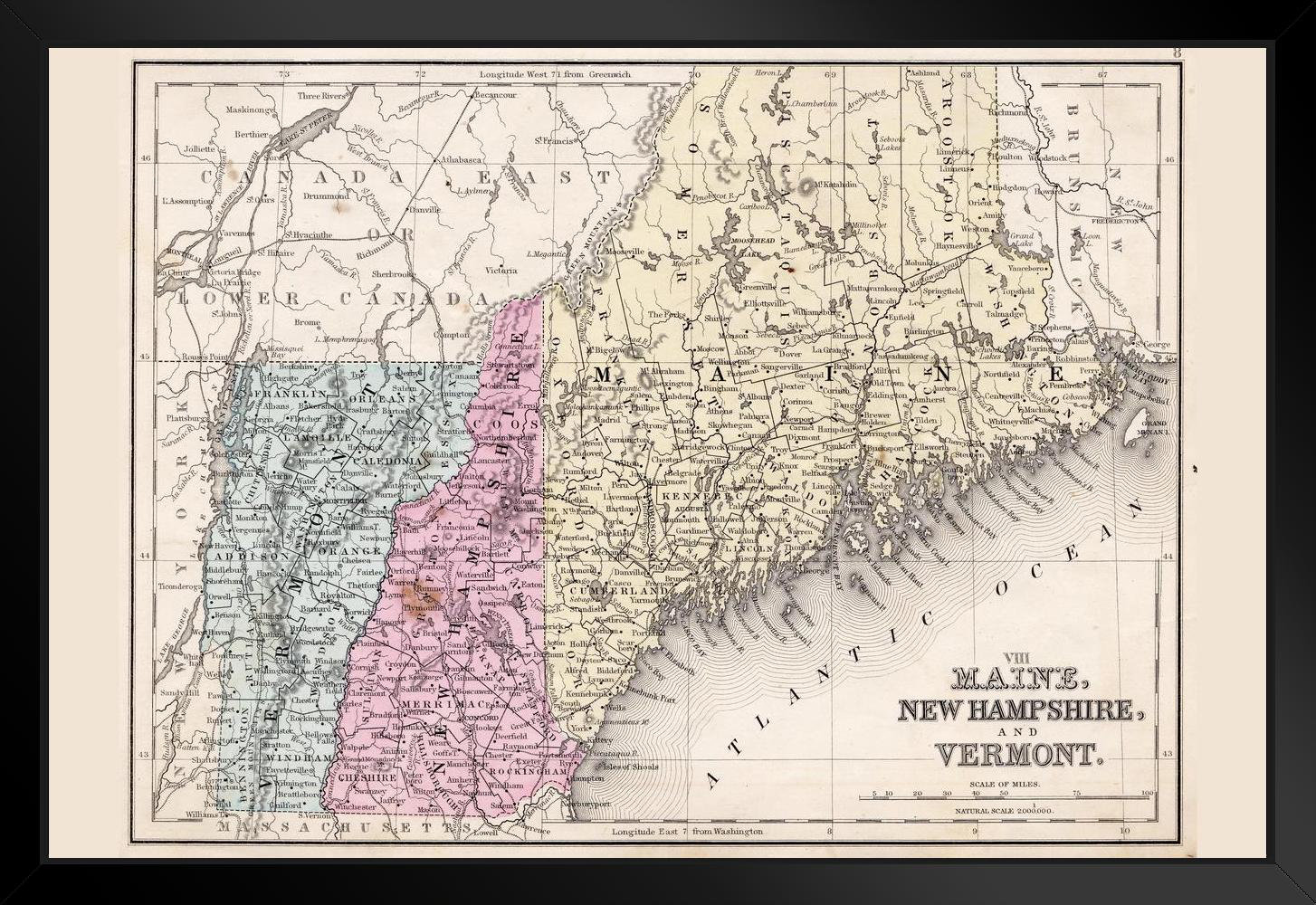 Williston Forge Maine New Hampshire and Vermont 1867 Antique Style Map ...