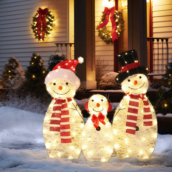 The Holiday Aisle® Snowman Family Trio Indoor and Outdoor Holiday ...