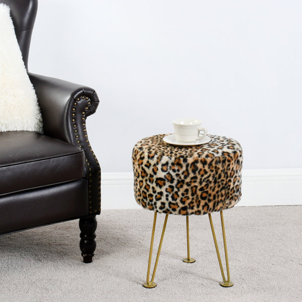 Everly Quinn Round Faux Fur Foot Stool | Wayfair