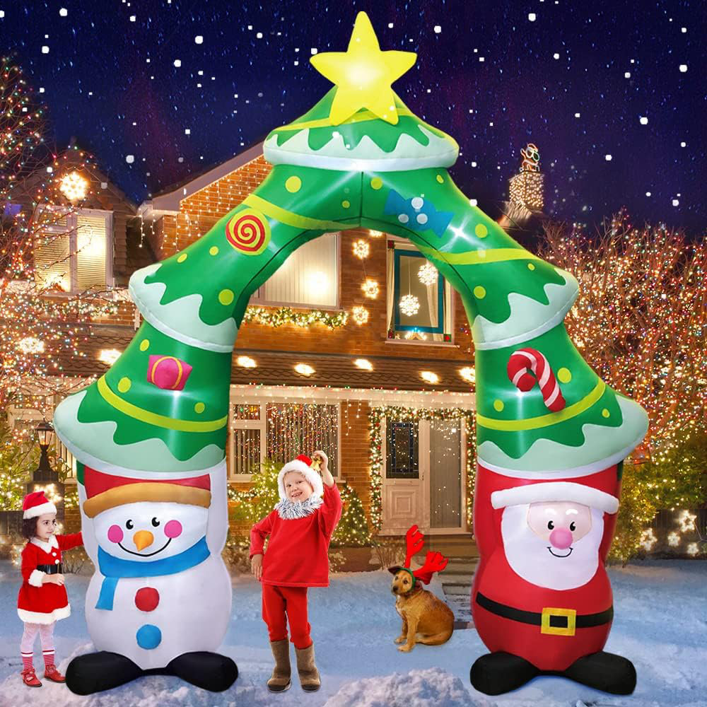 The Holiday Aisle® 9FT Giant Christmas Inflatable Archway With Santa ...