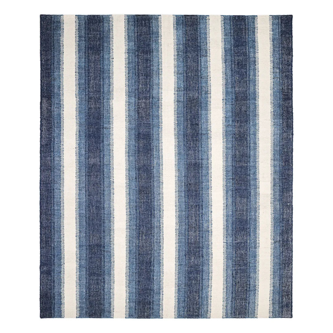 Canora Grey Viceme Striped Flatweave Area Rug in Blue | Wayfair