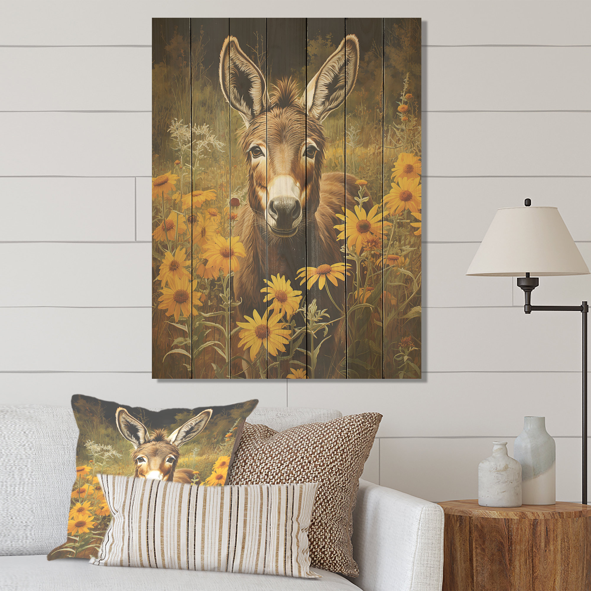 August Grove® Yellow Donkey Absurdity I - Donkey On Wood Print | Wayfair
