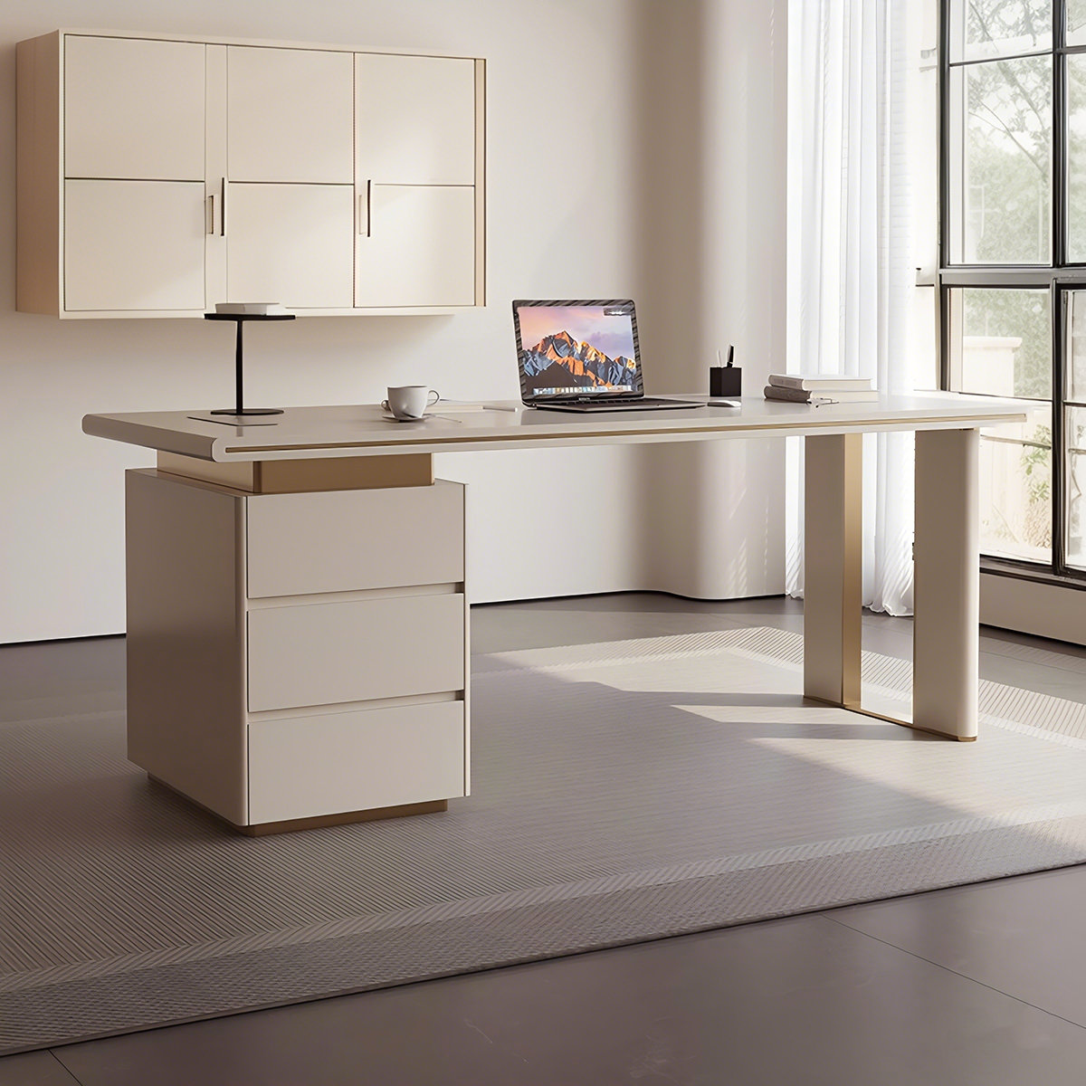 Brass Foam Milk Tea Color Rectangle Multilayer Solid Board Writing Desk ...