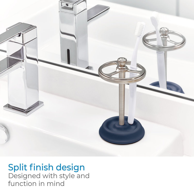iDesign Ceramic and Steel Toothbrush Holder with Three Divided ...