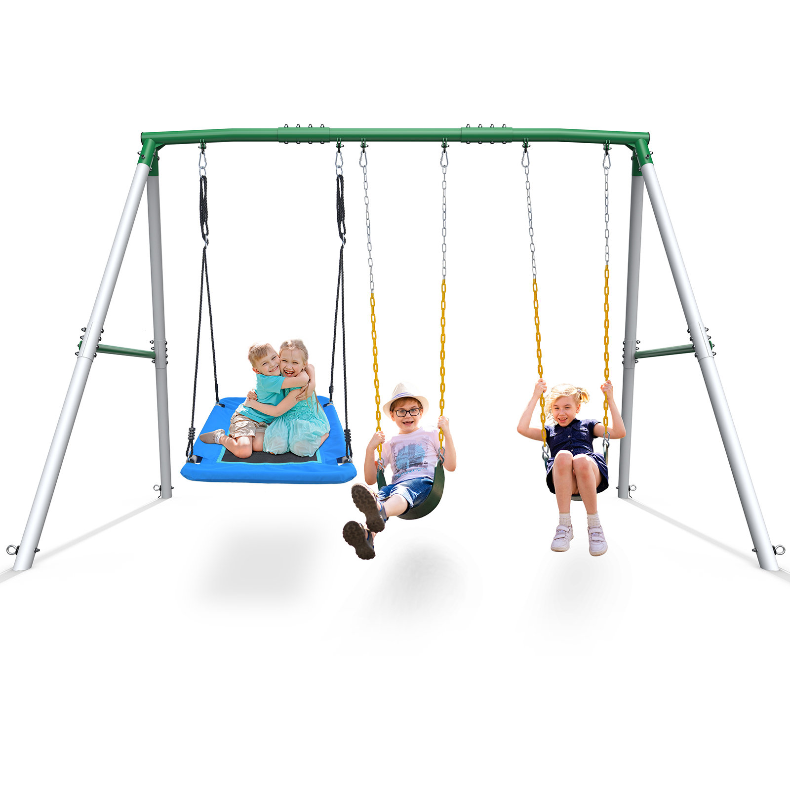 Klo Kick 660lbs Heavy Duty Swing Set With 1 Platform Swing, 2 Belt ...