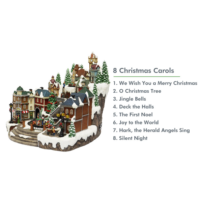 Moments in Time 14.8“H Animated Village Town (Moving Train & Tree ...