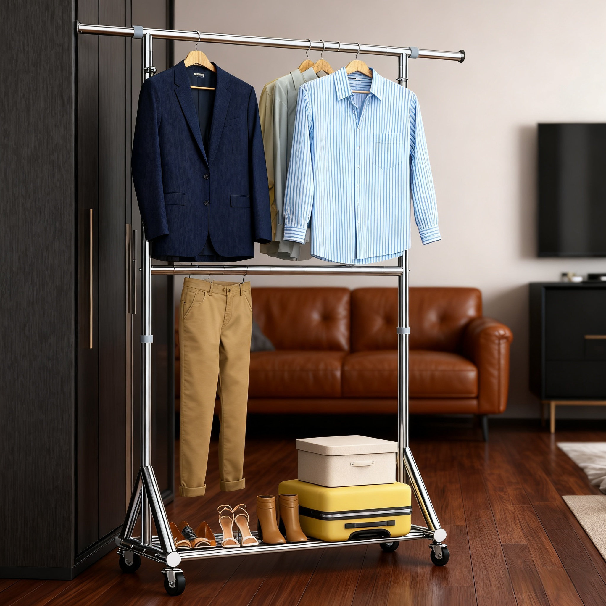 Rebrilliant Stainless Steel Heavy Duty Adjustable Height Double Rods ...
