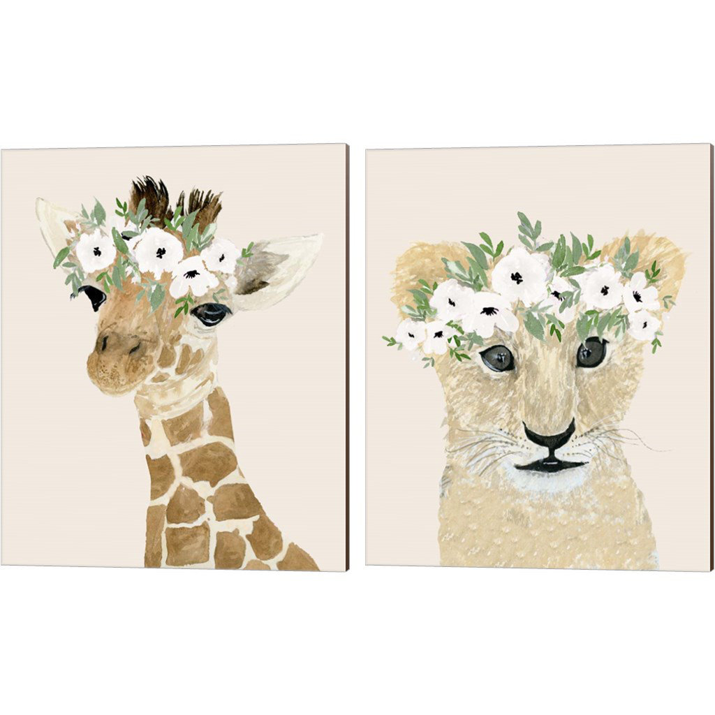 Trinx Little Giraffe & Lion By Lucille Price, Canvas Art (Set Of 2 ...
