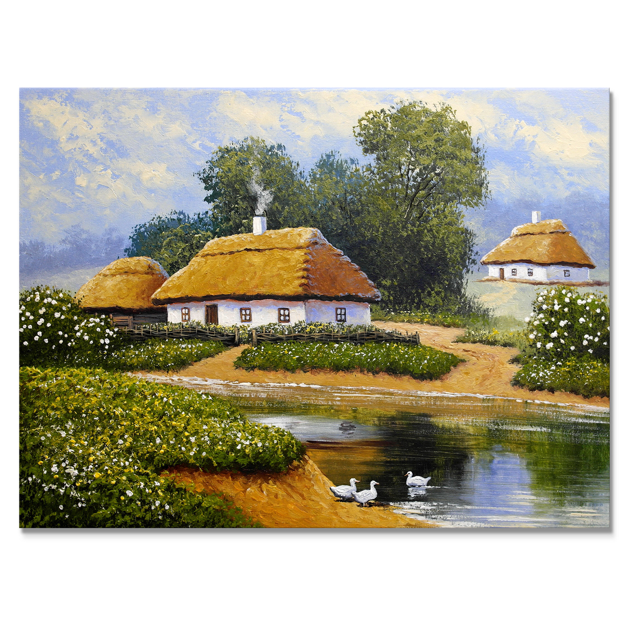 August Grove® Old Rural Village Lanscape II - Traditional Canvas Wall ...