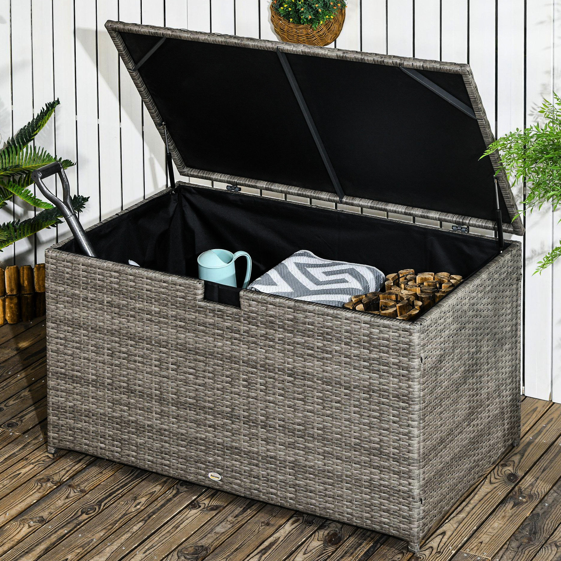 SnugglySolace Gray Box - 113 Gallon Waterproof For Patio, Pool Storage ...