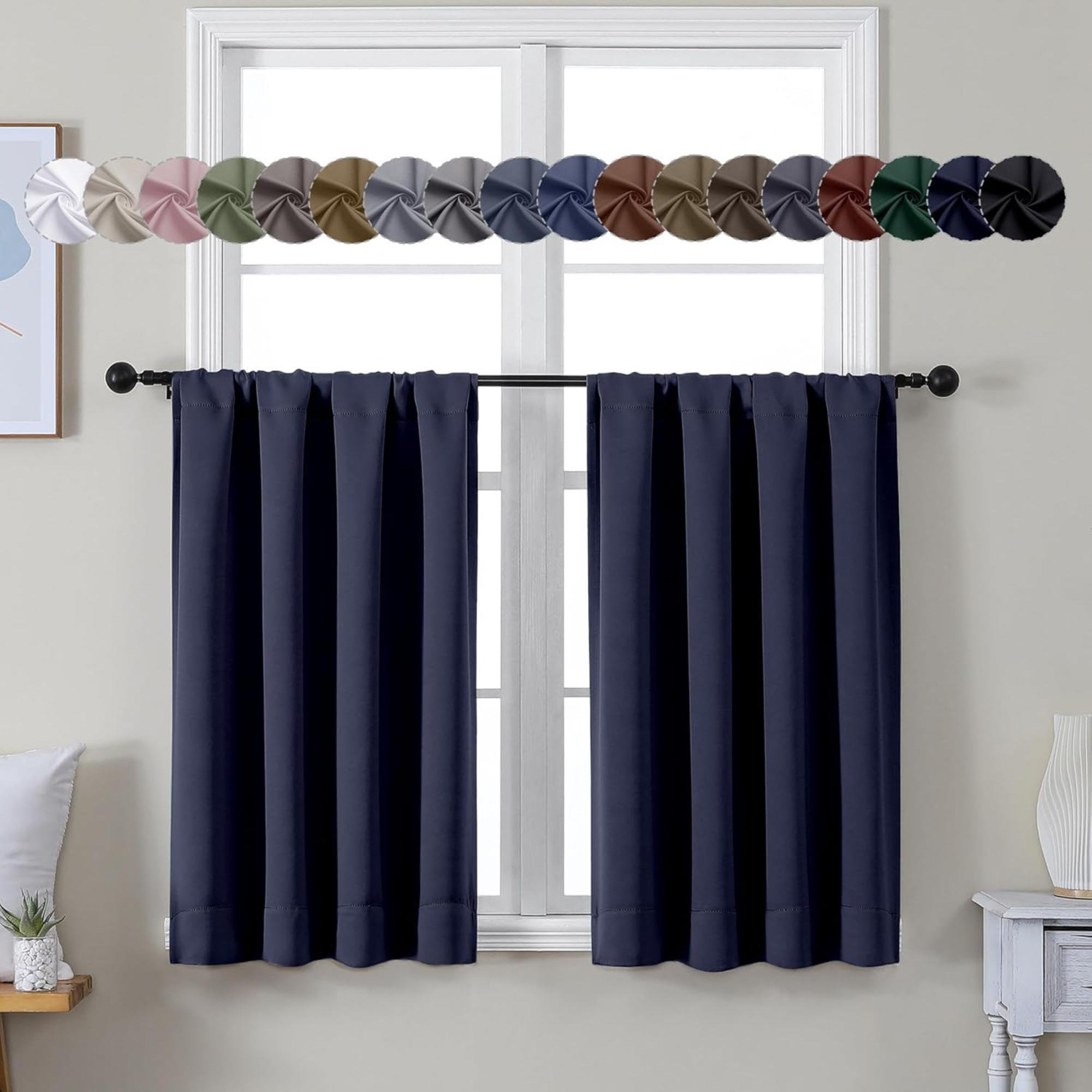 Ebern Designs Short Curtain 2 Panels Set Half Window Rod Pocket Privacy ...