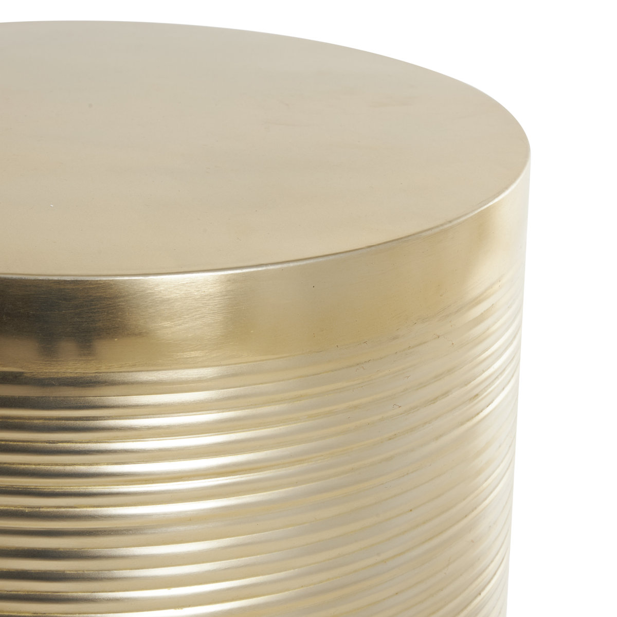 Everly Quinn Mulvey Metal Ribbed Drum Side End Silver Accent Table ...