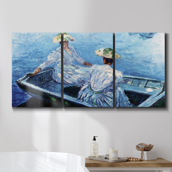 Breakwater Bay The Blue Row Boat, 1887 On Canvas 3 Pieces Print | Wayfair