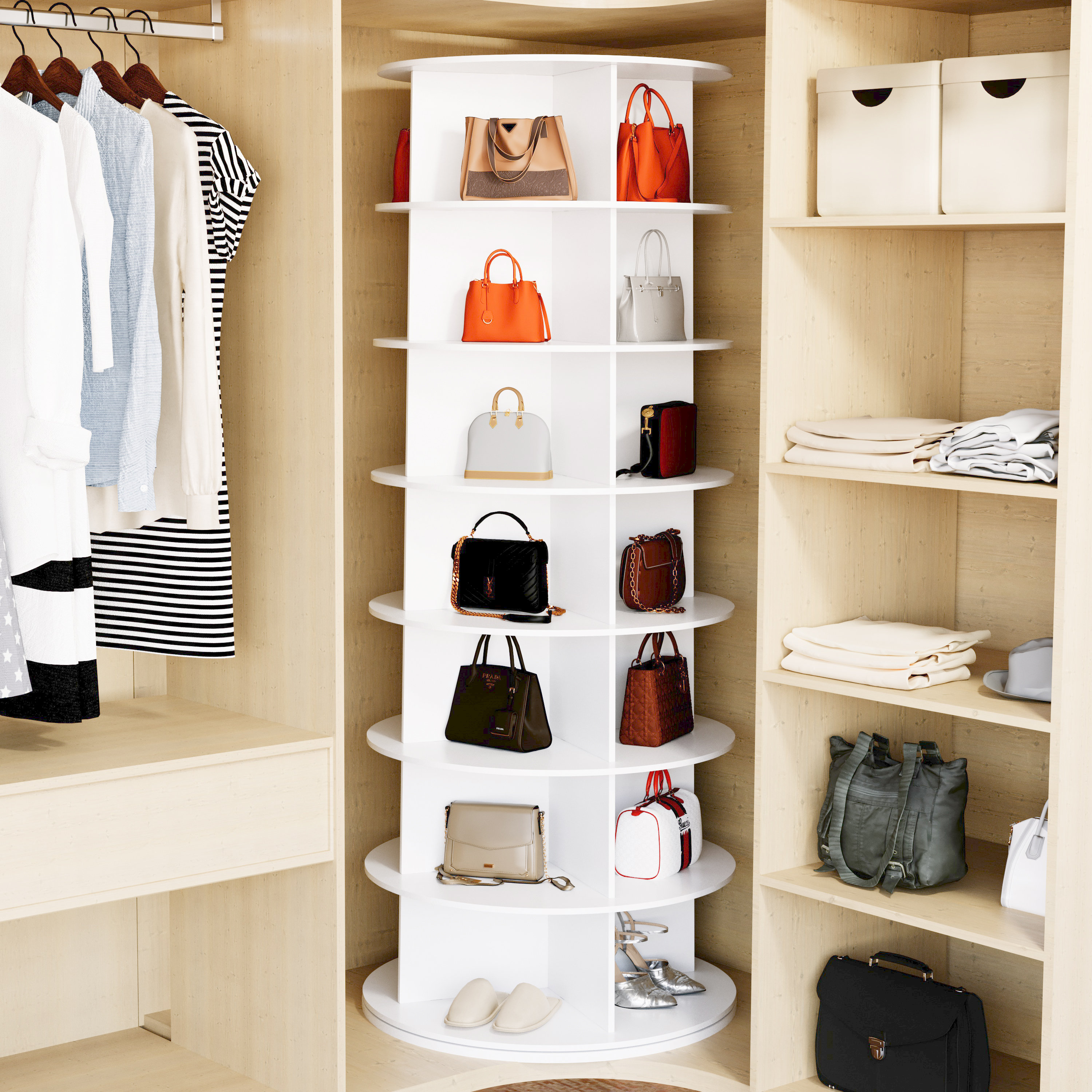 SpaceAid 7-Tier Rotating Shoe Rack Tower, 360° Spinning Shoe Display ...