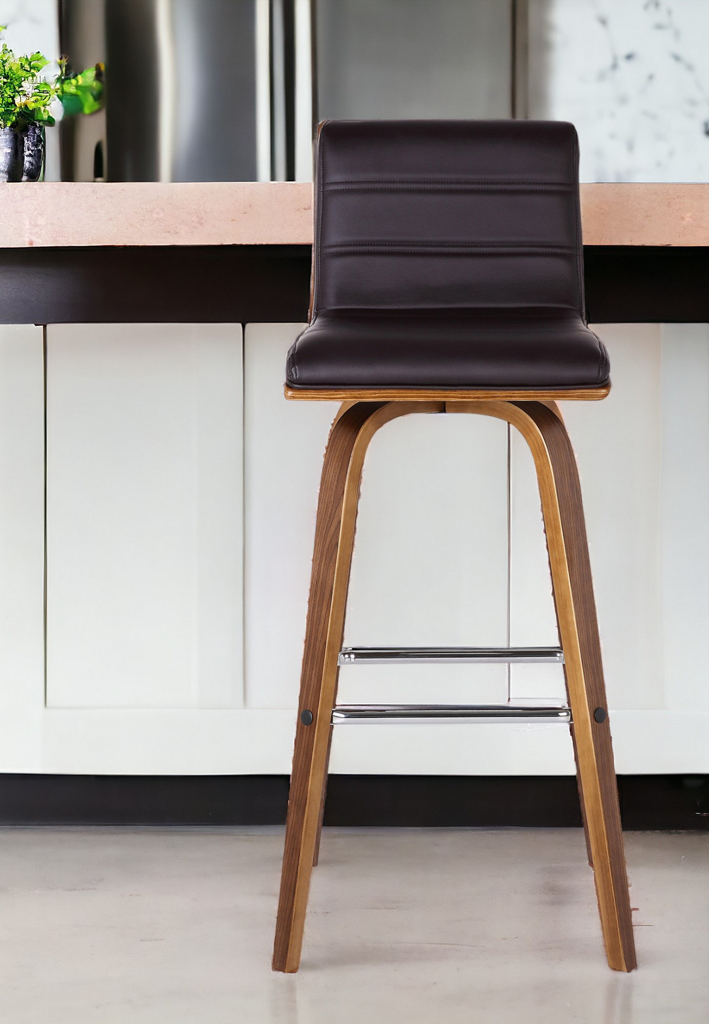 Wade Logan® Ameyah Gray And Brown Solid Wood Swivel Low Back Counter ...