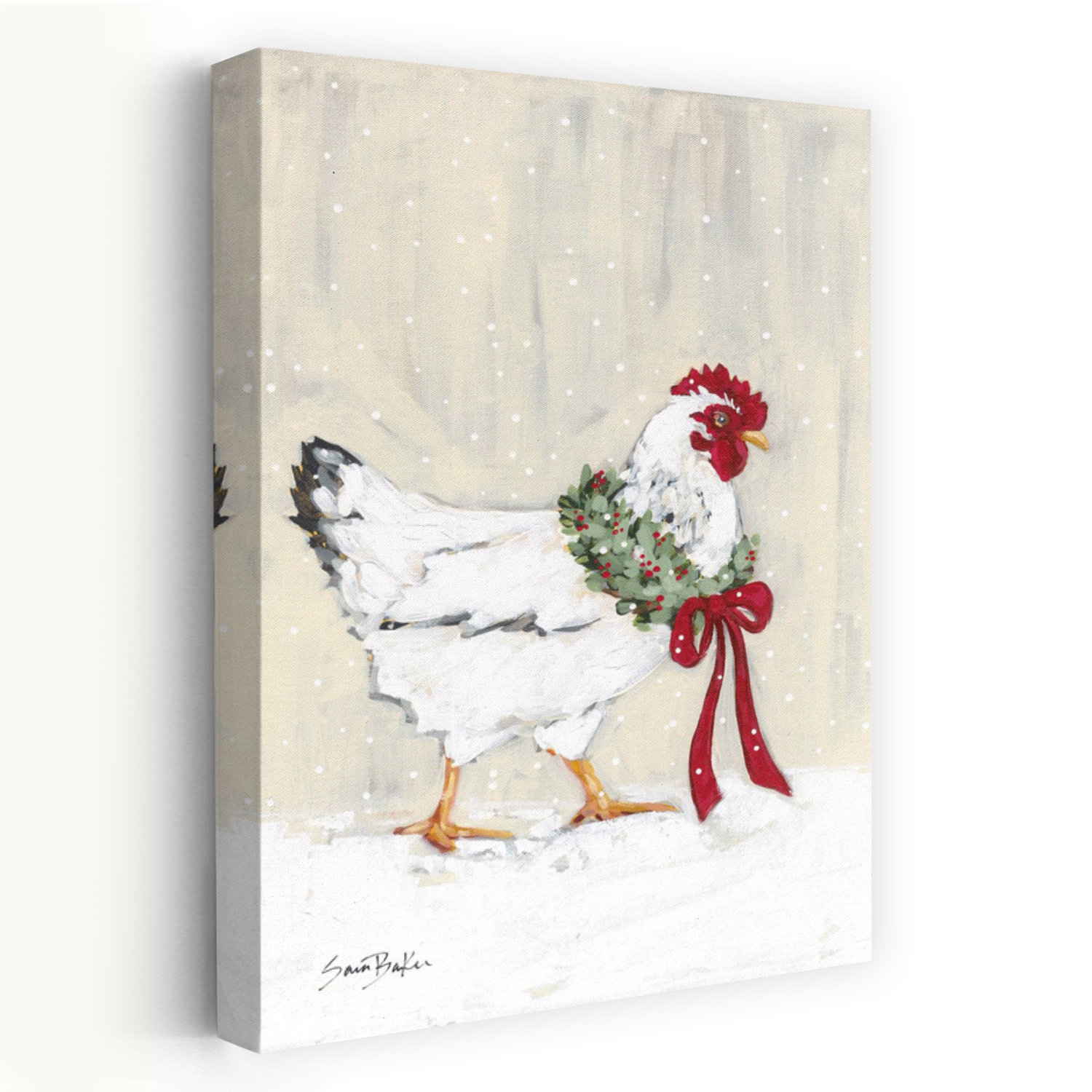 Ophelia & Co. Farmhouse Christmas Chicken 1 Whimsical Abstract ...
