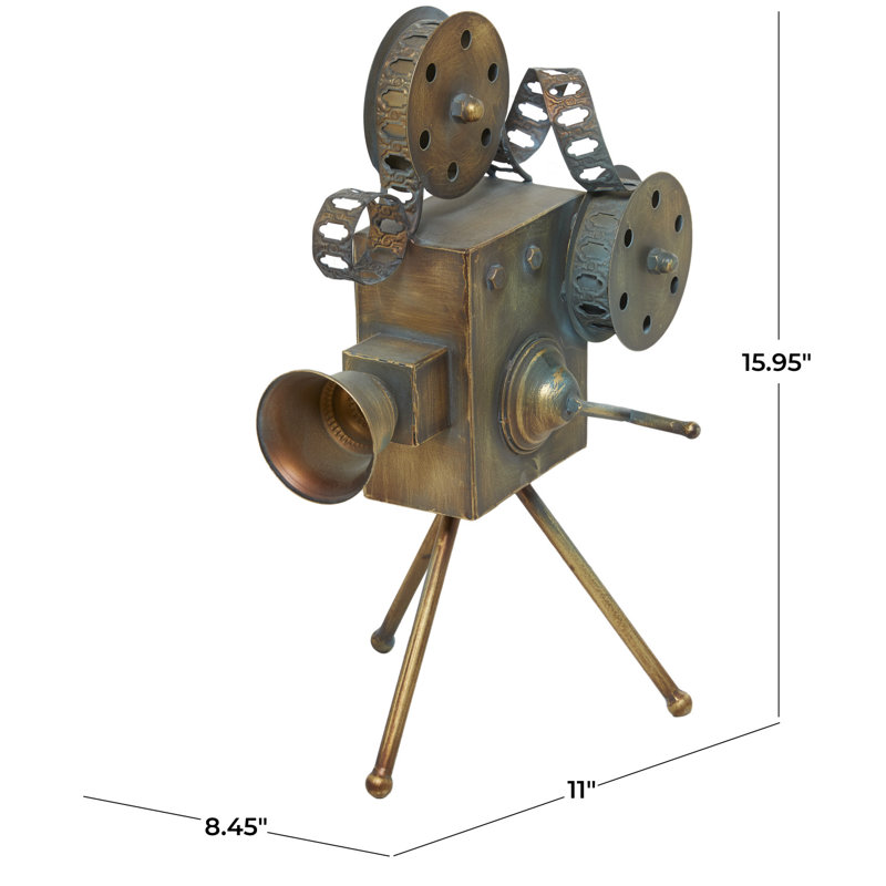 Novogratz Metal Decorative Camera Film Decorative Brown Sculpture ...