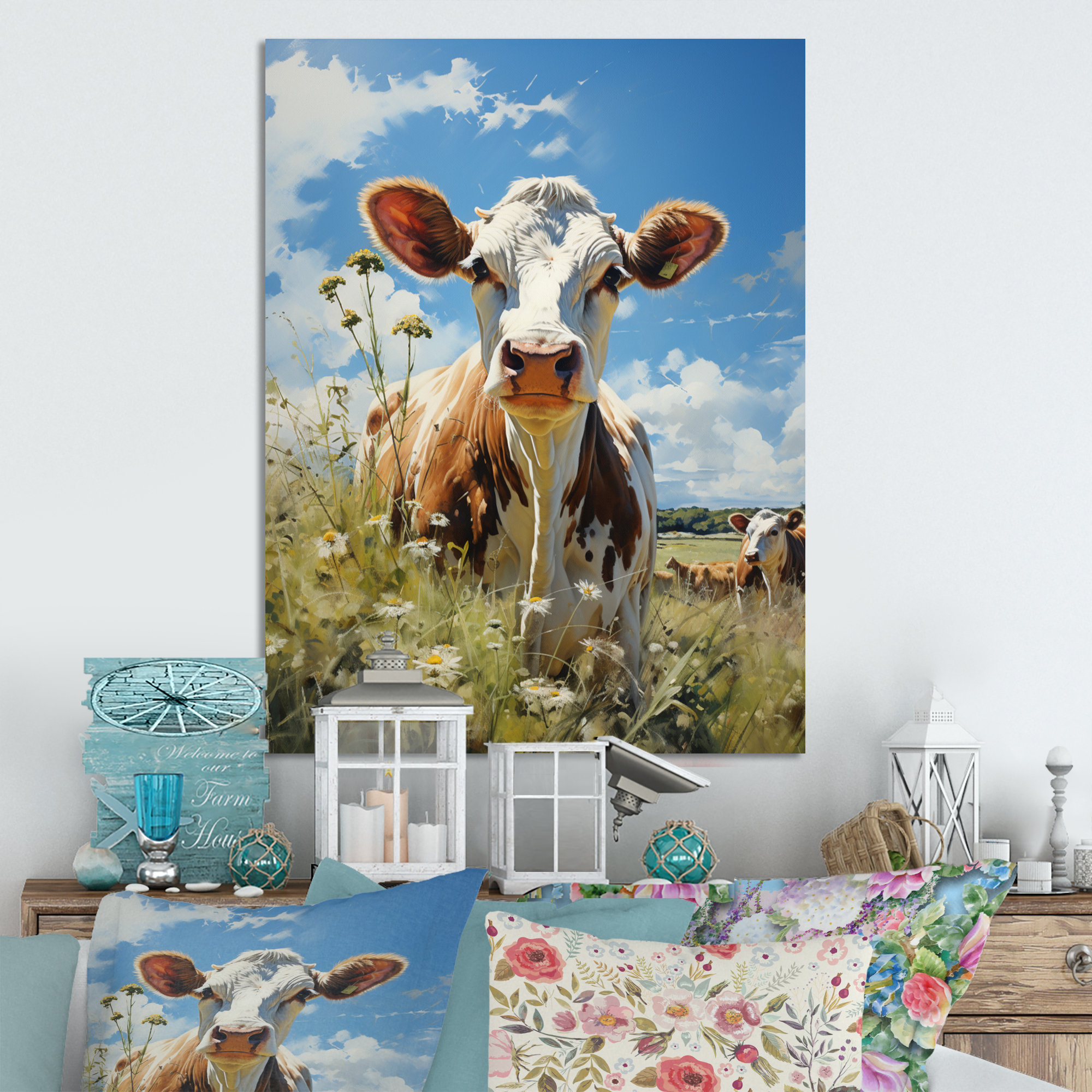 Latitude Run® Cow Gentle Portrait I - Animals Metal Wall Art Living ...