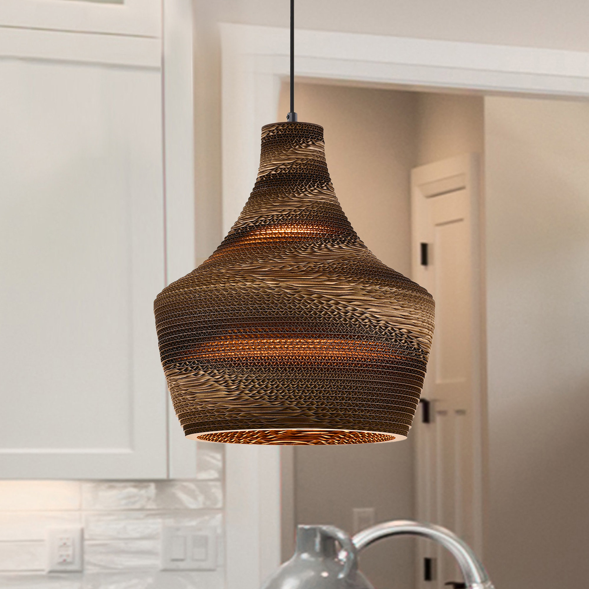 Ivy Bronx 1-light Brown Natural Pendant Light With Nordic Style ...