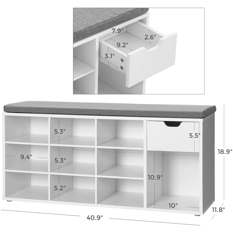 Latitude Run® 10 Pair Shoe Storage Bench With Drawer & Reviews | Wayfair