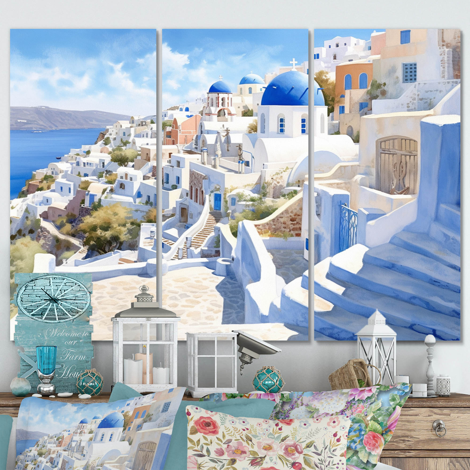 Design Art Greek Santorini Odyssey II - Greece Metal Wall Art Prints ...