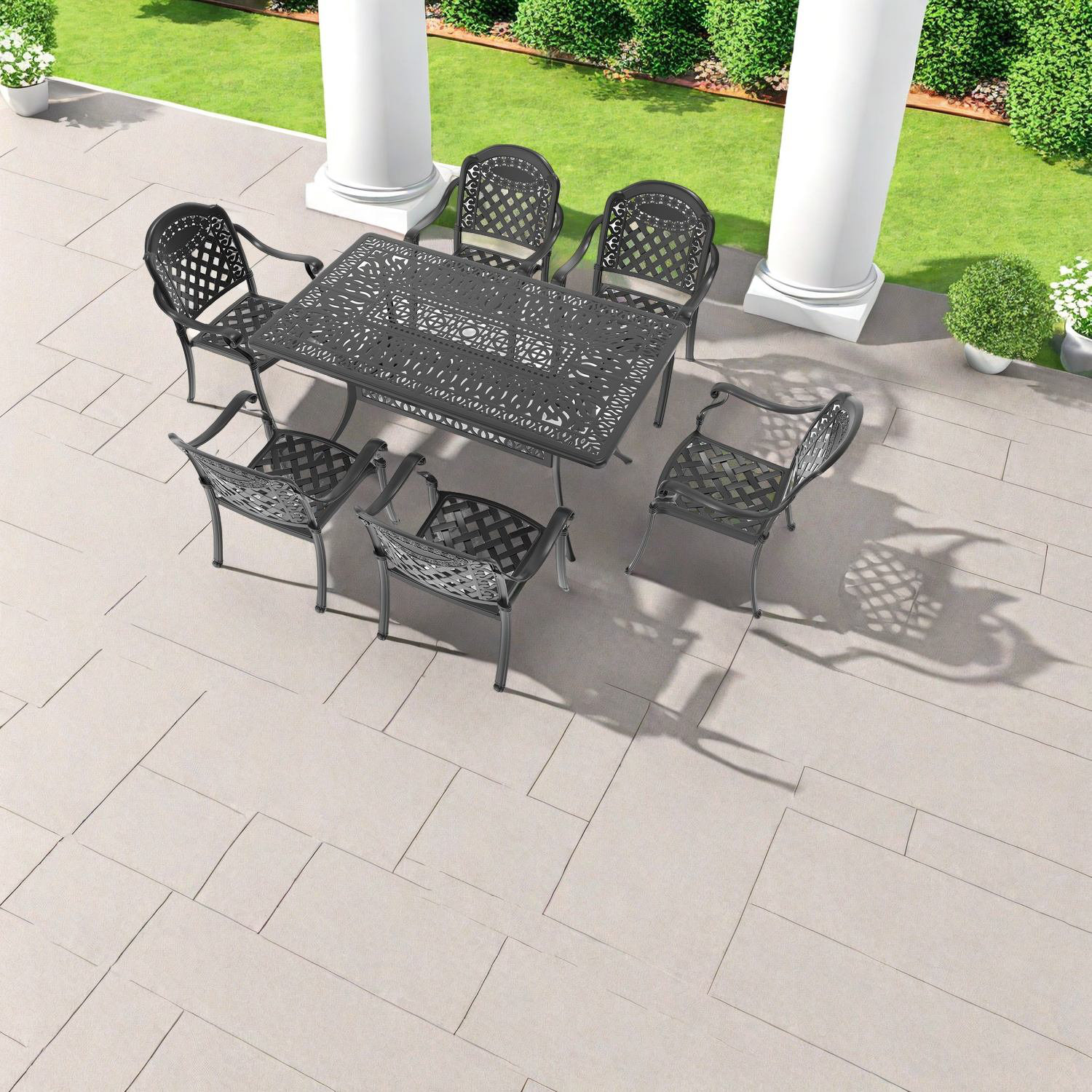 Bloomsbury Market Premium Cast Aluminum Patio Dining Sets, Elegant ...