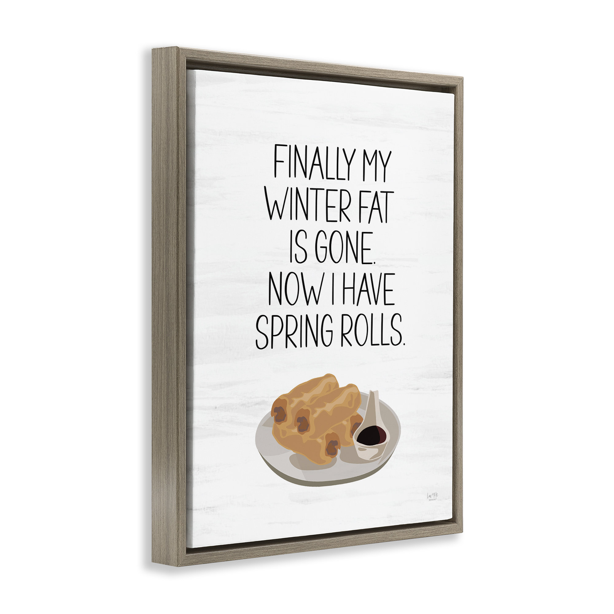 August Grove Funny Spring Rolls Phrase Framed Floater Canvas Wall Art ...