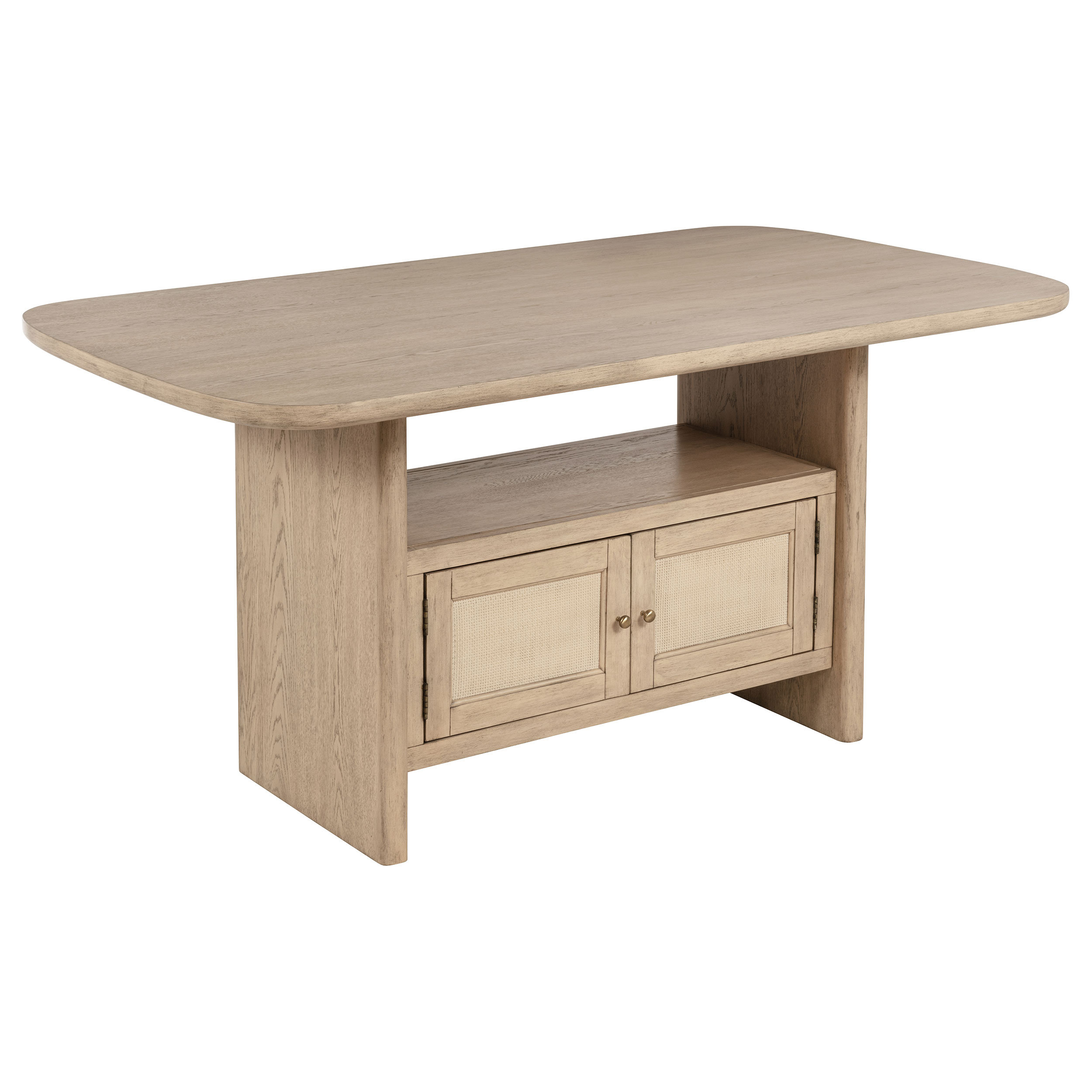 Ivy Bronx Kailani Cane Counter Height Storage Dining Table Beige Oak ...