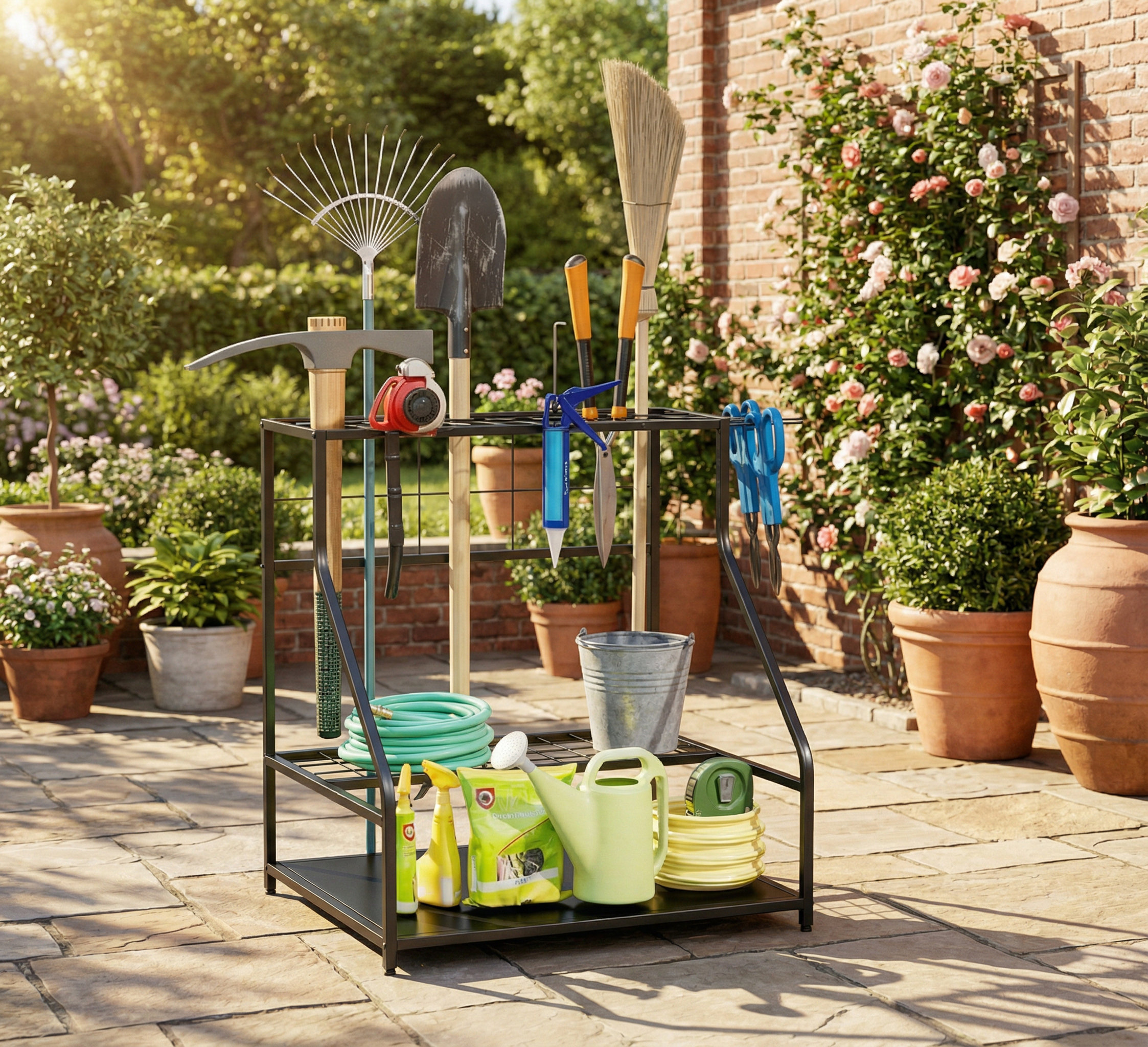 Arlmont & Co. Multi-Purpose Garden Tool Organizer,3-Tier Yard Tool ...