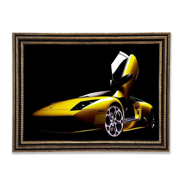 Ebern Designs Lamborghini Doors Yellow - Single Picture Frame Print ...