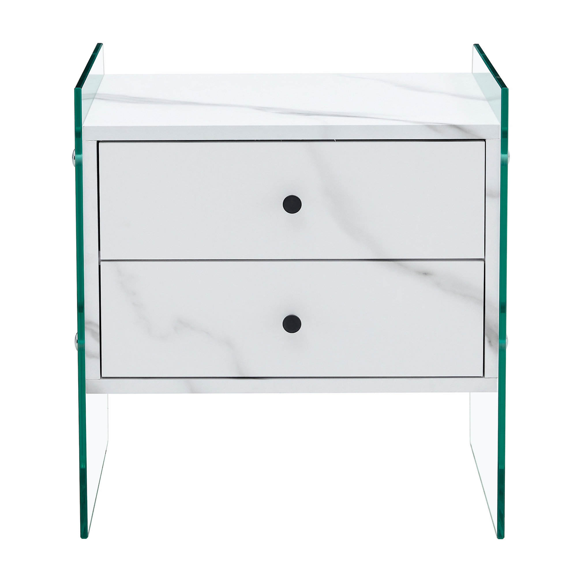 Latitude Run® Double-Drawer Bedside Table. The Board Surface Is MDF ...