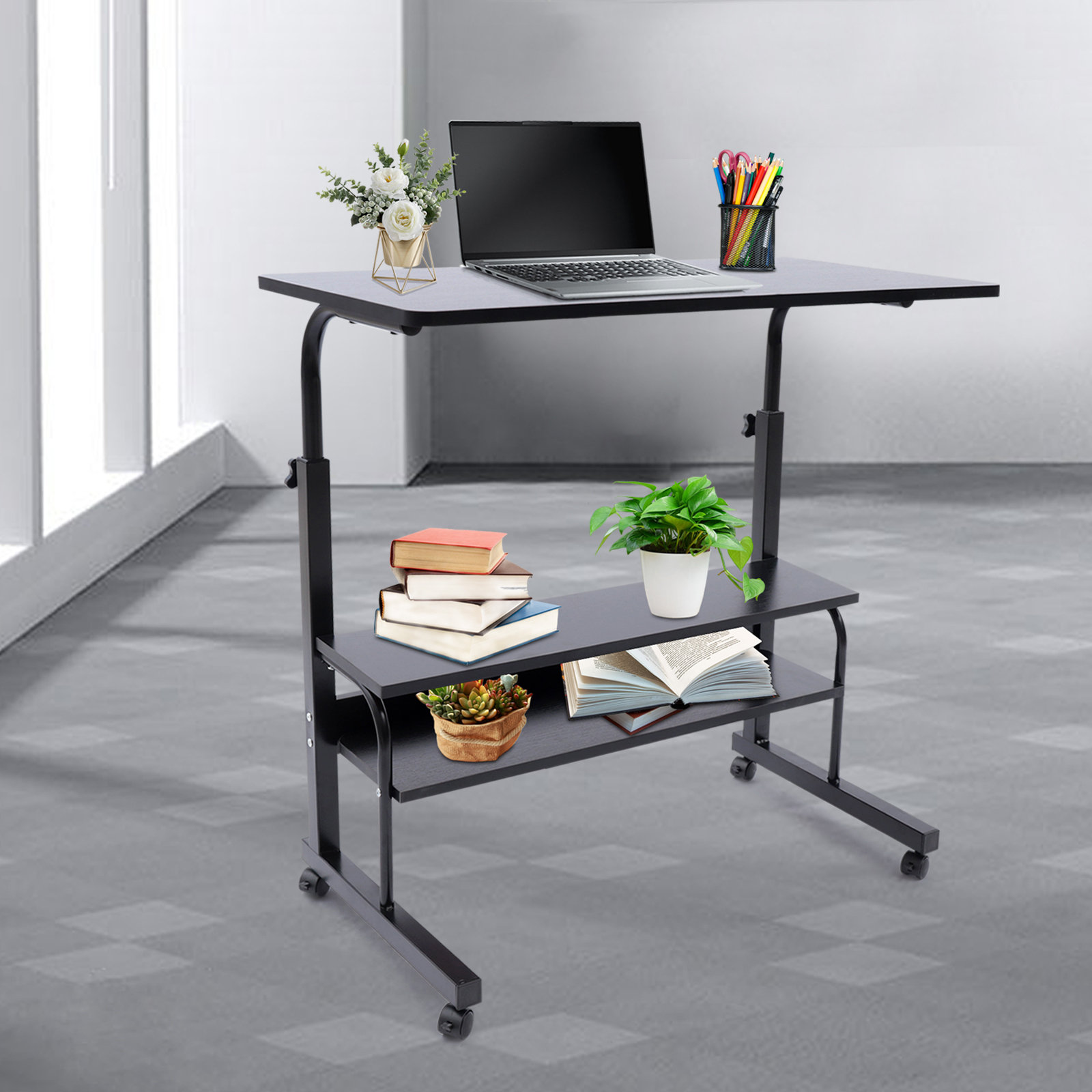 Inbox Zero Jeralyn Mobile Side Table Laptop Desk Cart Tray Table ...