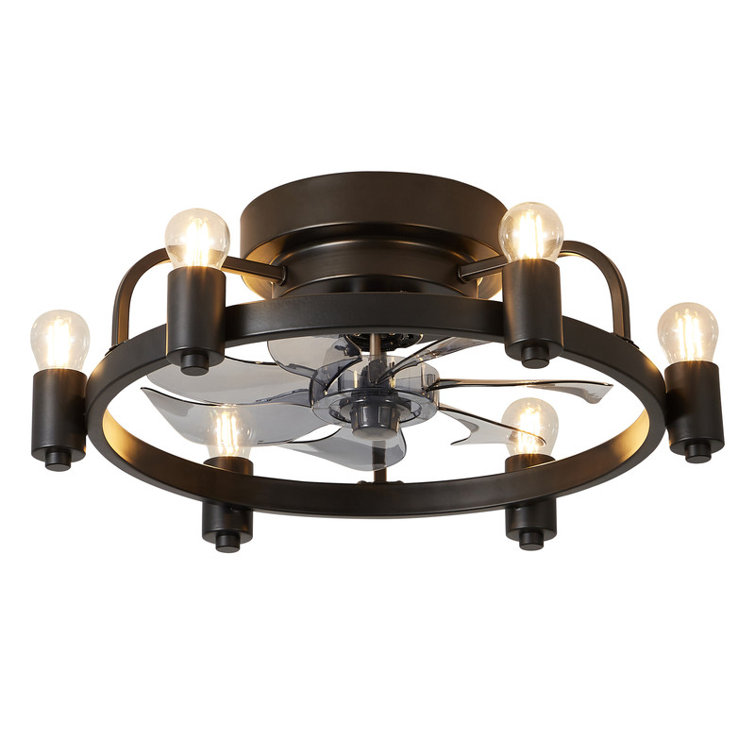 17 Stories Klyda 20'' Iron Wagon Wheel Ceiling Fan with Lights and ...