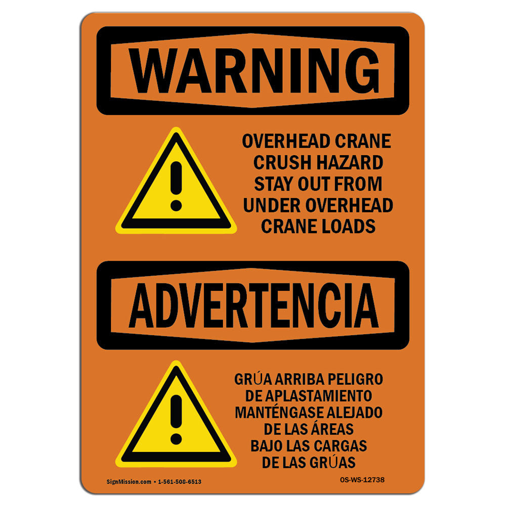 SignMission Overhead Crane Crush Hazard Bilingual Sign | Wayfair