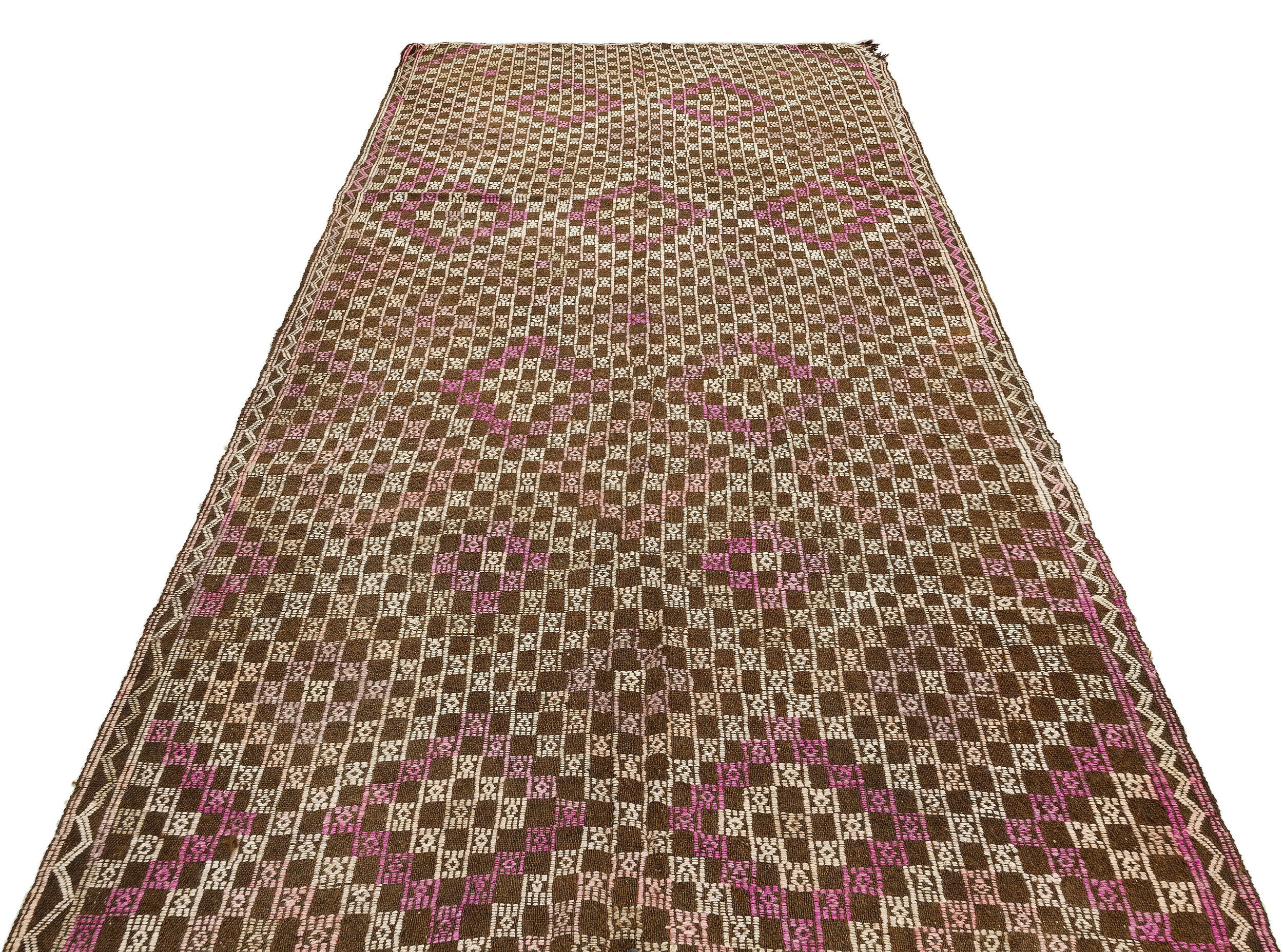 Lofy Brown Geometric Wool Handmade Area Rug | Wayfair