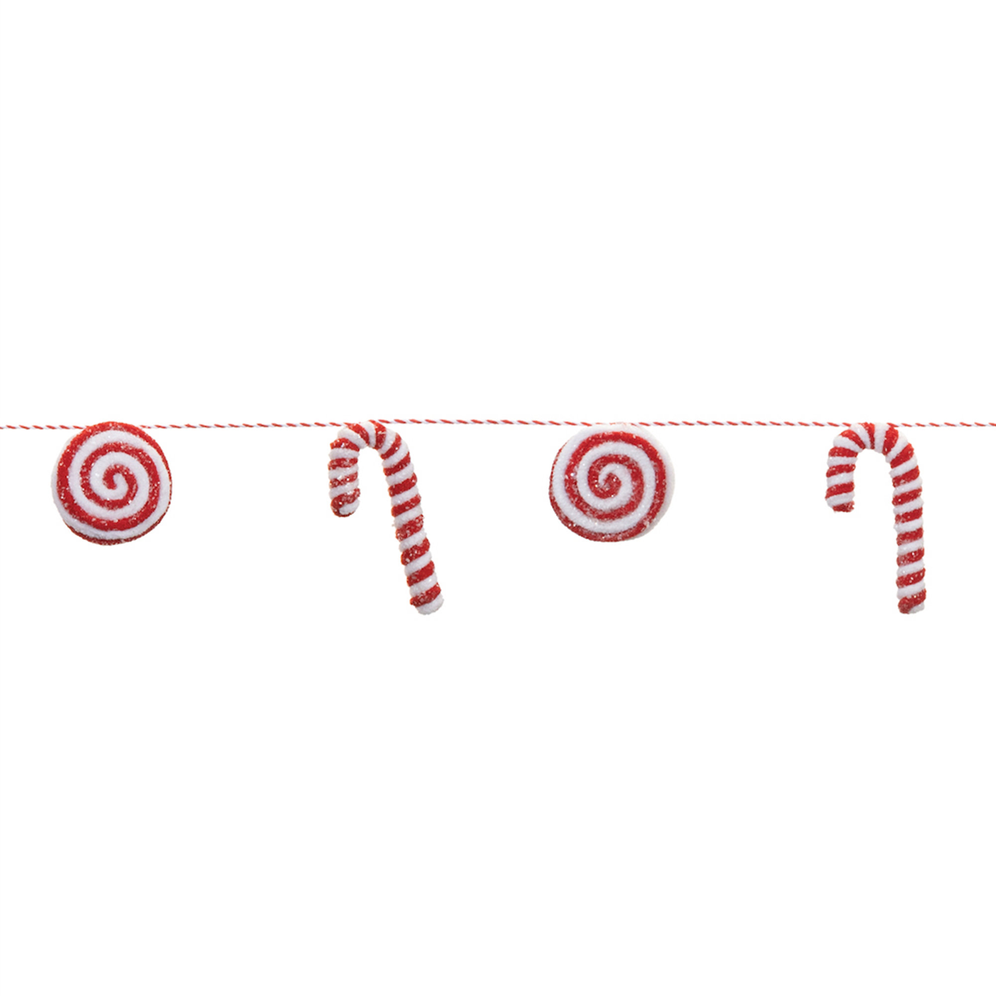 The Holiday Aisle® Fabric Peppermint Candy Cane String Garland (Set of ...