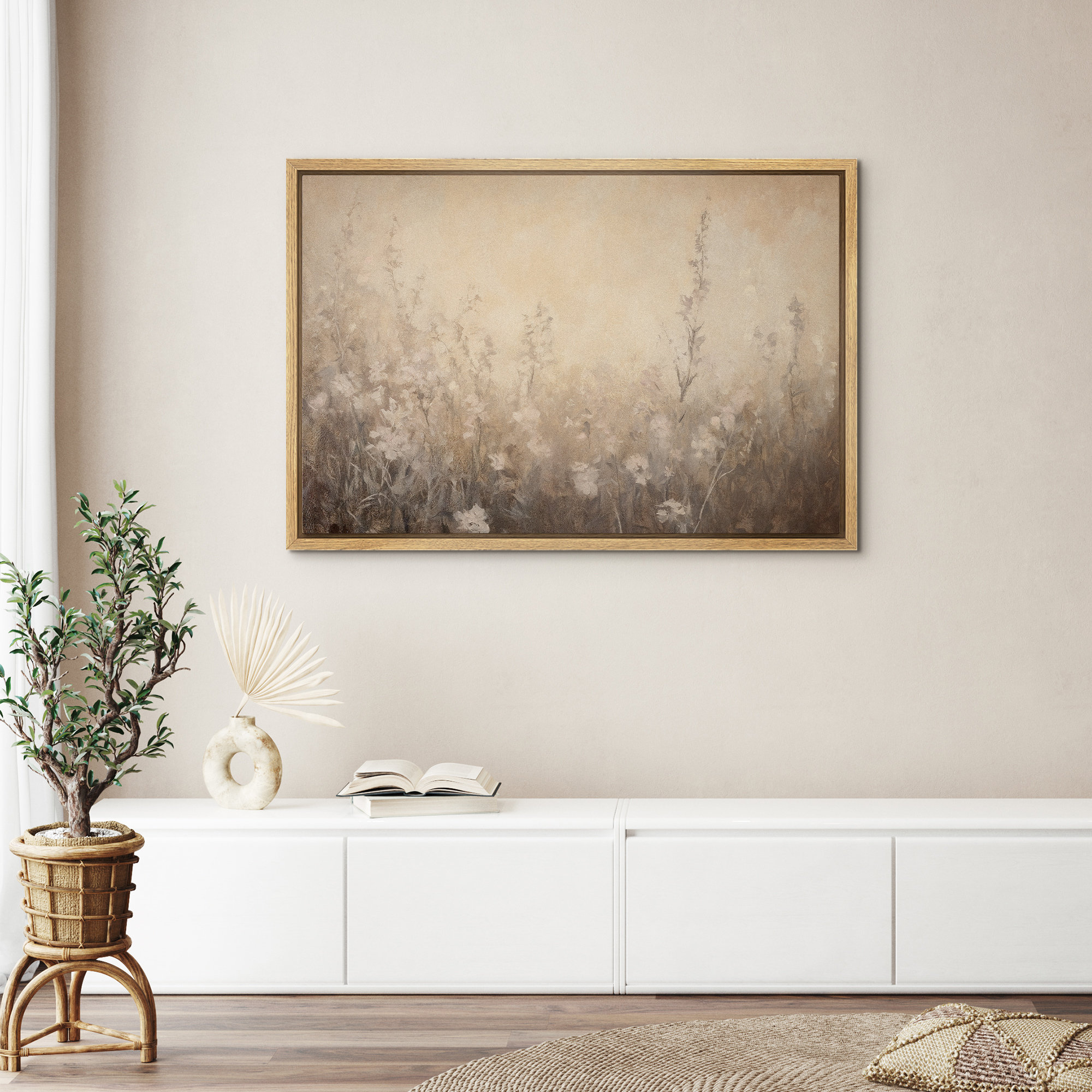 wall26 Brown Country Rustic Flower Decor Framed Bedroom Wall ...