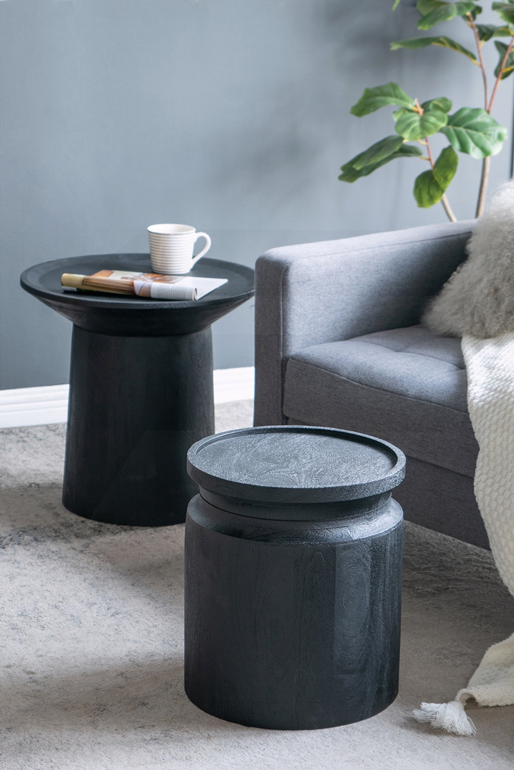 Latitude Run® Wooden Cylinder Side Table - Wayfair Canada