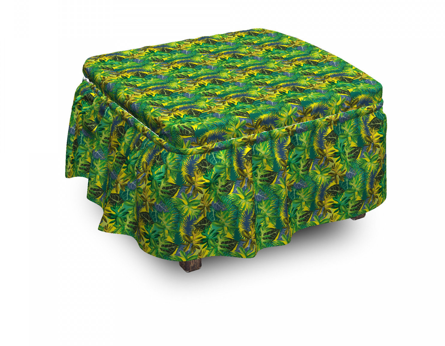 East Urban Home Plant Exotic Leaves 2 Piece Box Cushion Ottoman ...