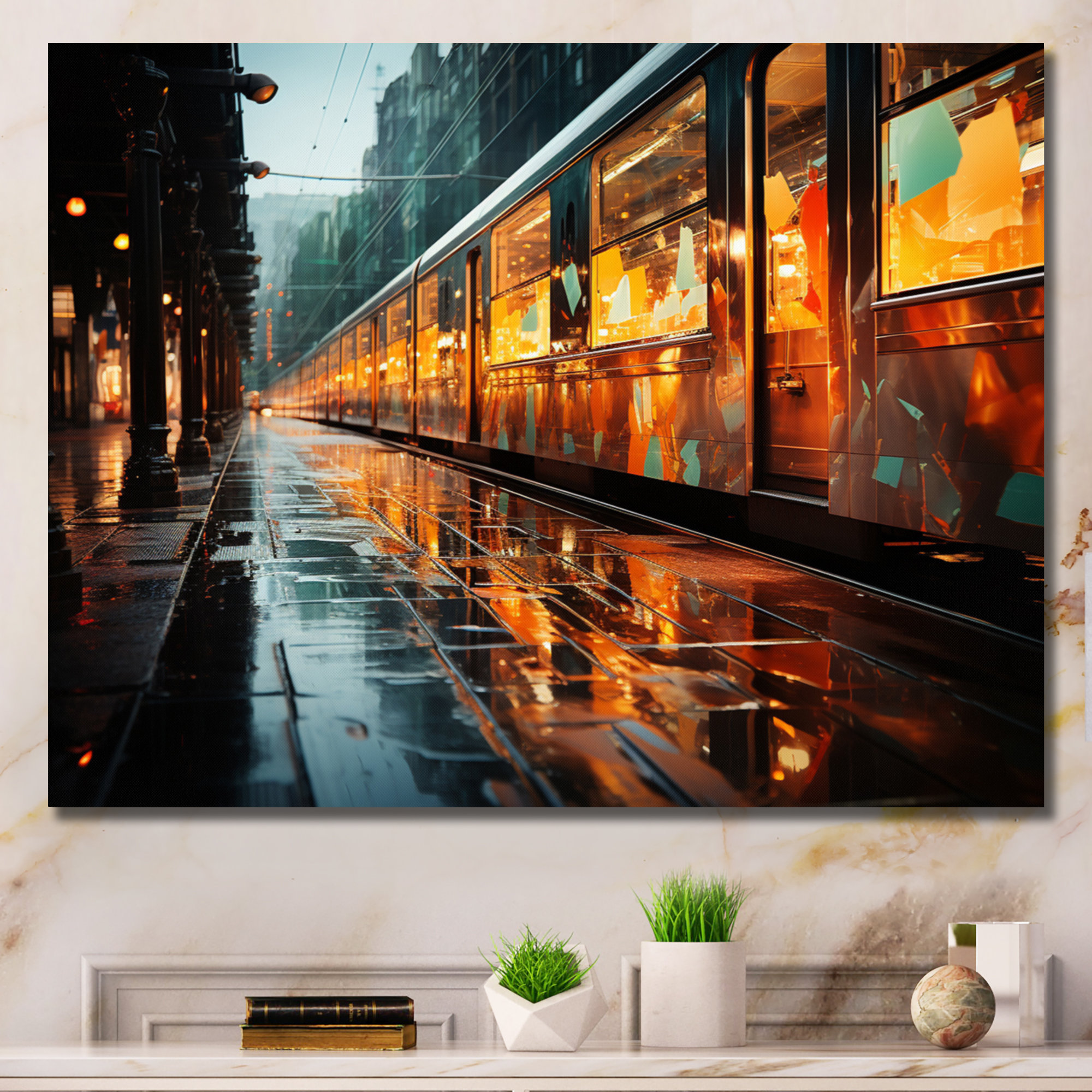 Latitude Run® Abstracted Train Reflections I - Transportation Canvas ...