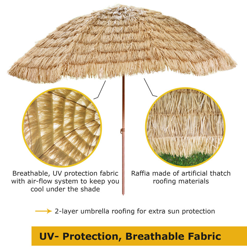 Backyard X-Scapes 9.5 ft Natural Tiki Thatch Patio Umbrella Hawaiian ...