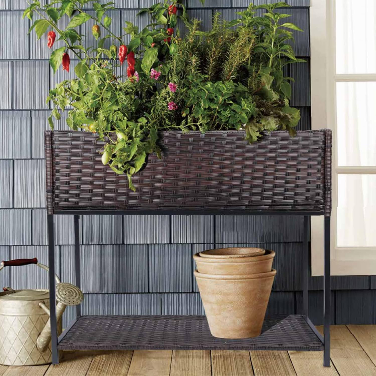 Latitude Run® Raised Garden Bed ,Rattan Raised Bed Wicker Elevated ...