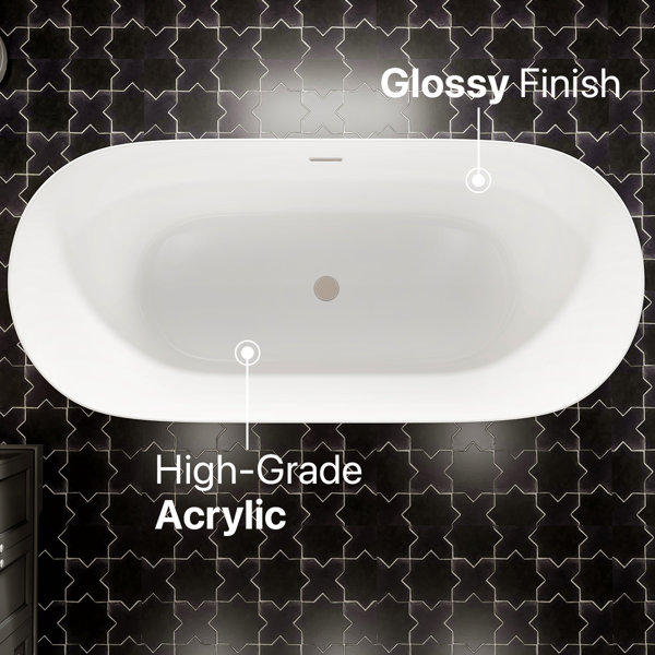 Eviva Princess 60" Glossy White Acrylic Freestanding Bathtub | Wayfair