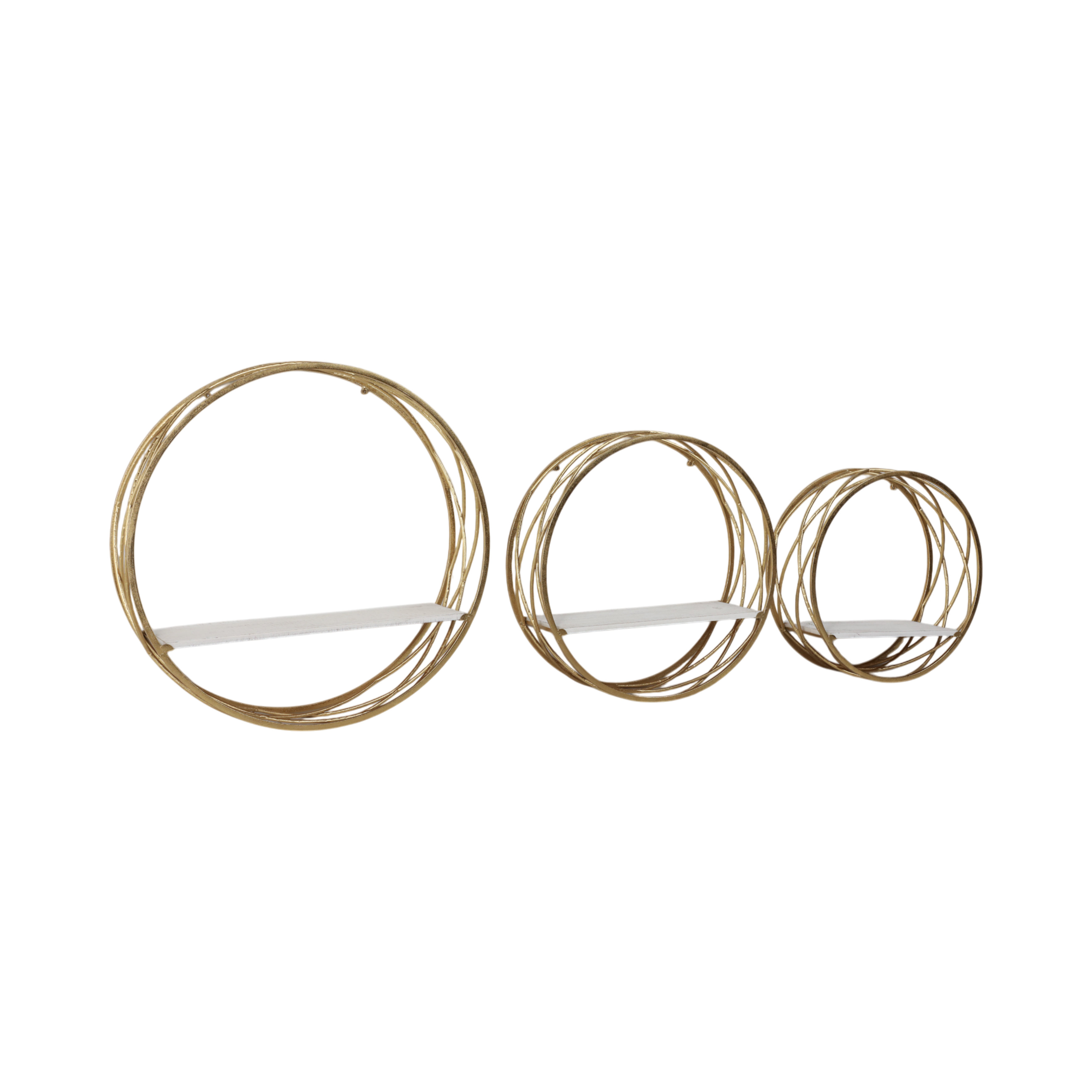 Everly Quinn Wall Storage Set Metal and Iron Round Gold Wire Frame 24 ...