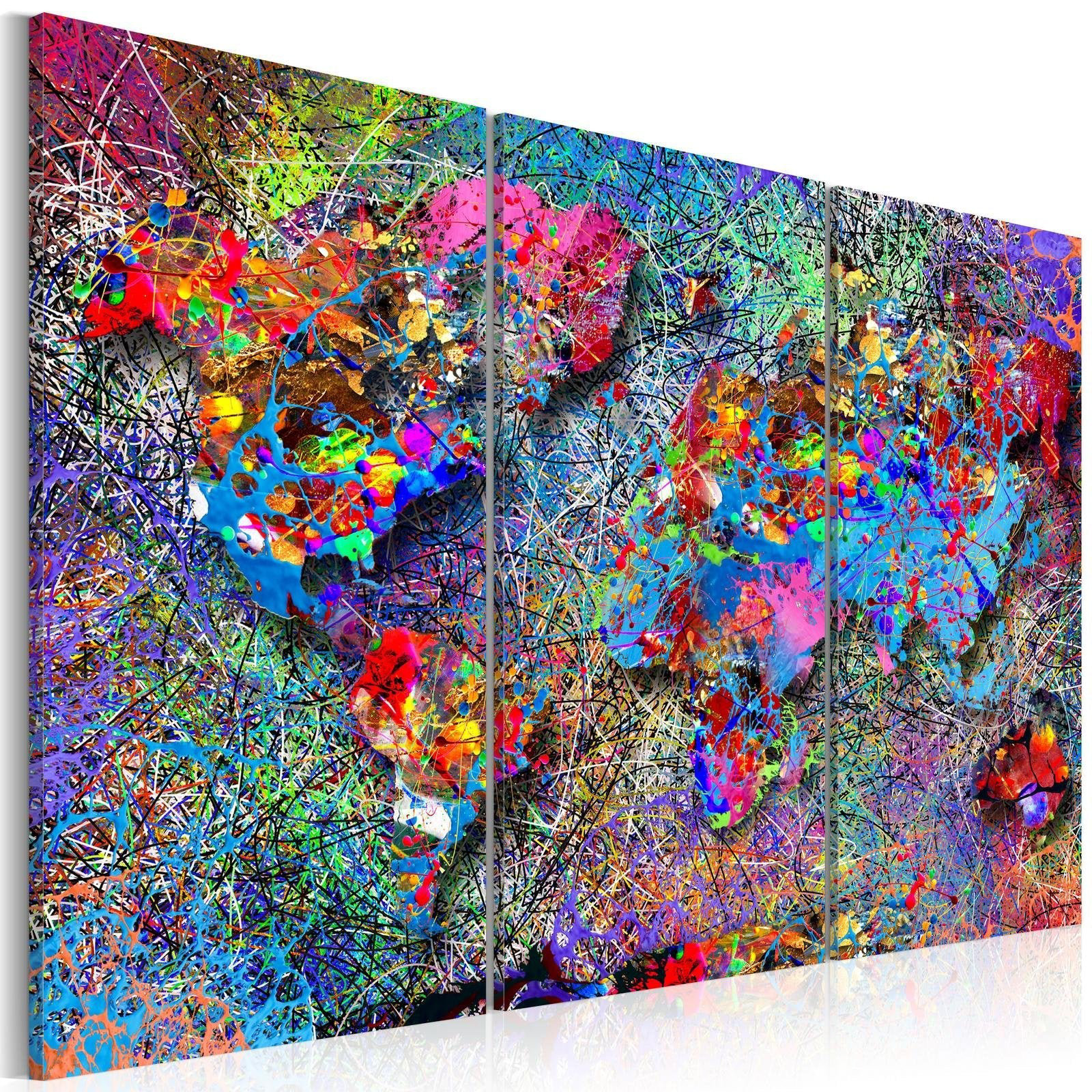 17 Stories Stretched Canvas World Map Art - World Map: Colourful Whirl ...