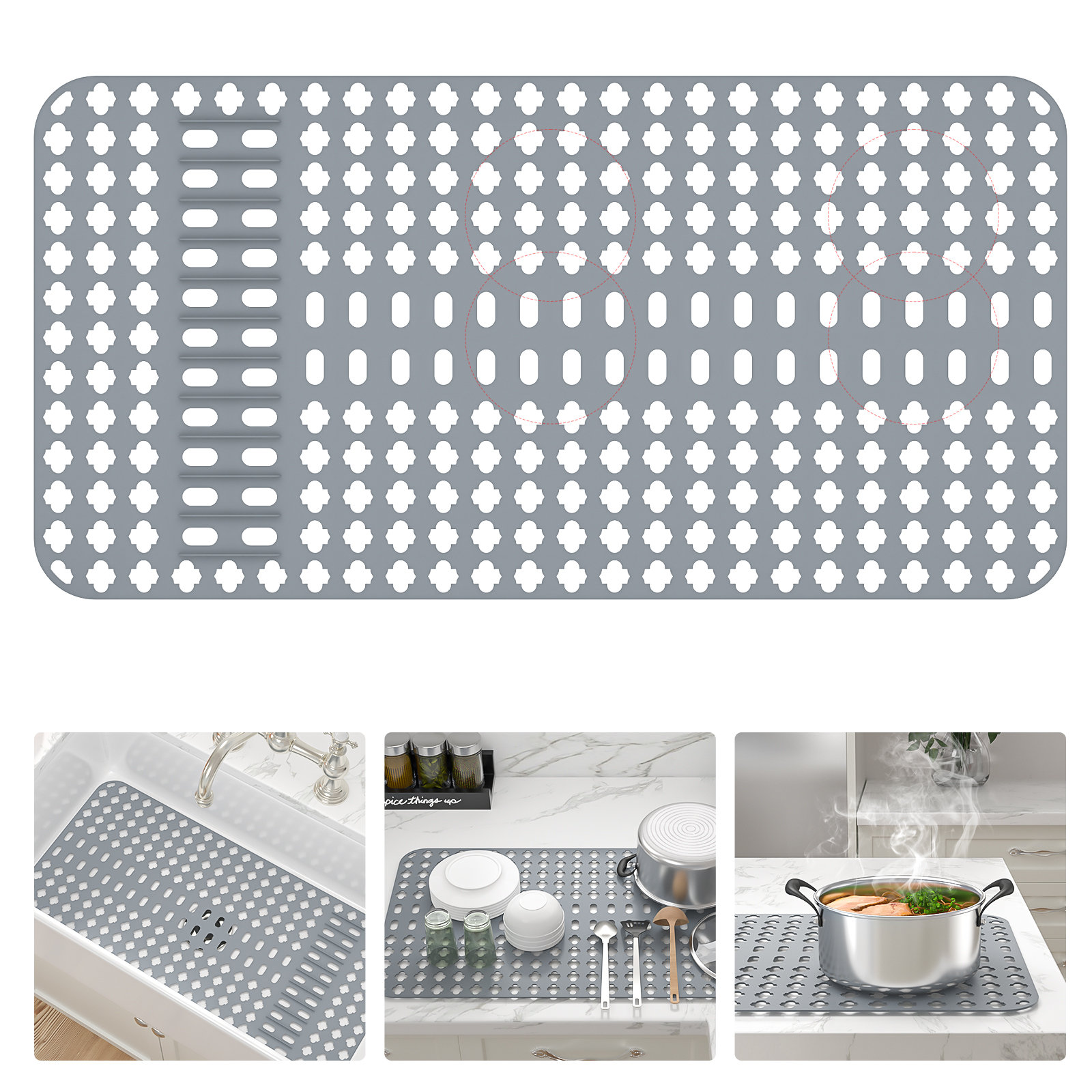 Sarlai 28" x 15" Sink Grid Non-Slip Silicone Grid Sink Mat | Wayfair