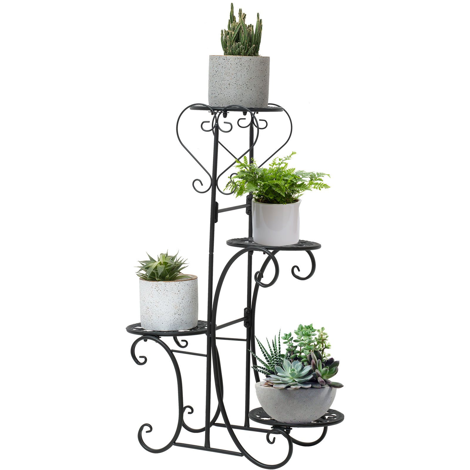 Canora Grey Airlee 4 Tier Metal Flower Pot Plant Stand Display Shelf ...