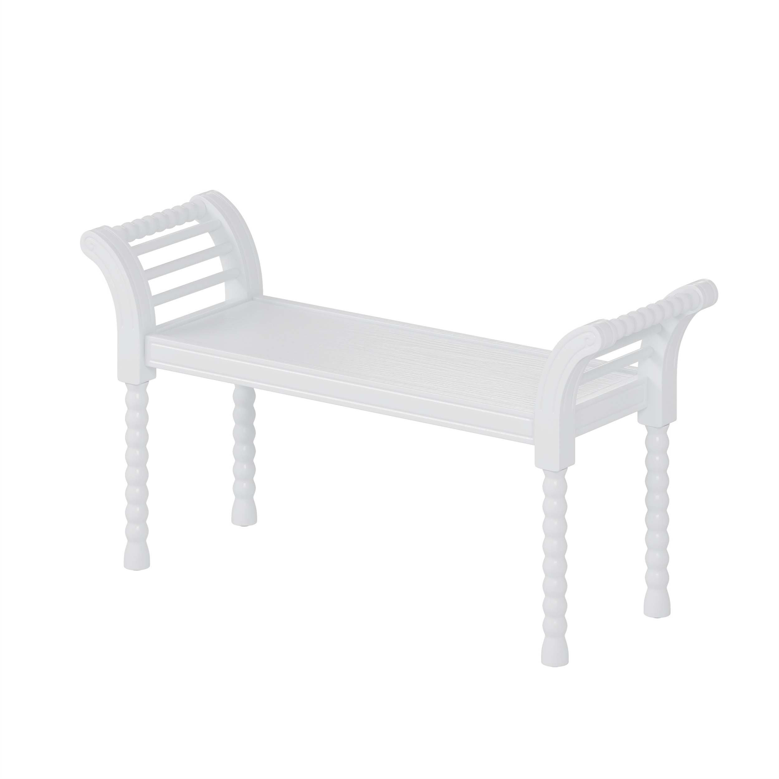Canora Grey wooden frame Bench with Turned Legs and armrest | Wayfair
